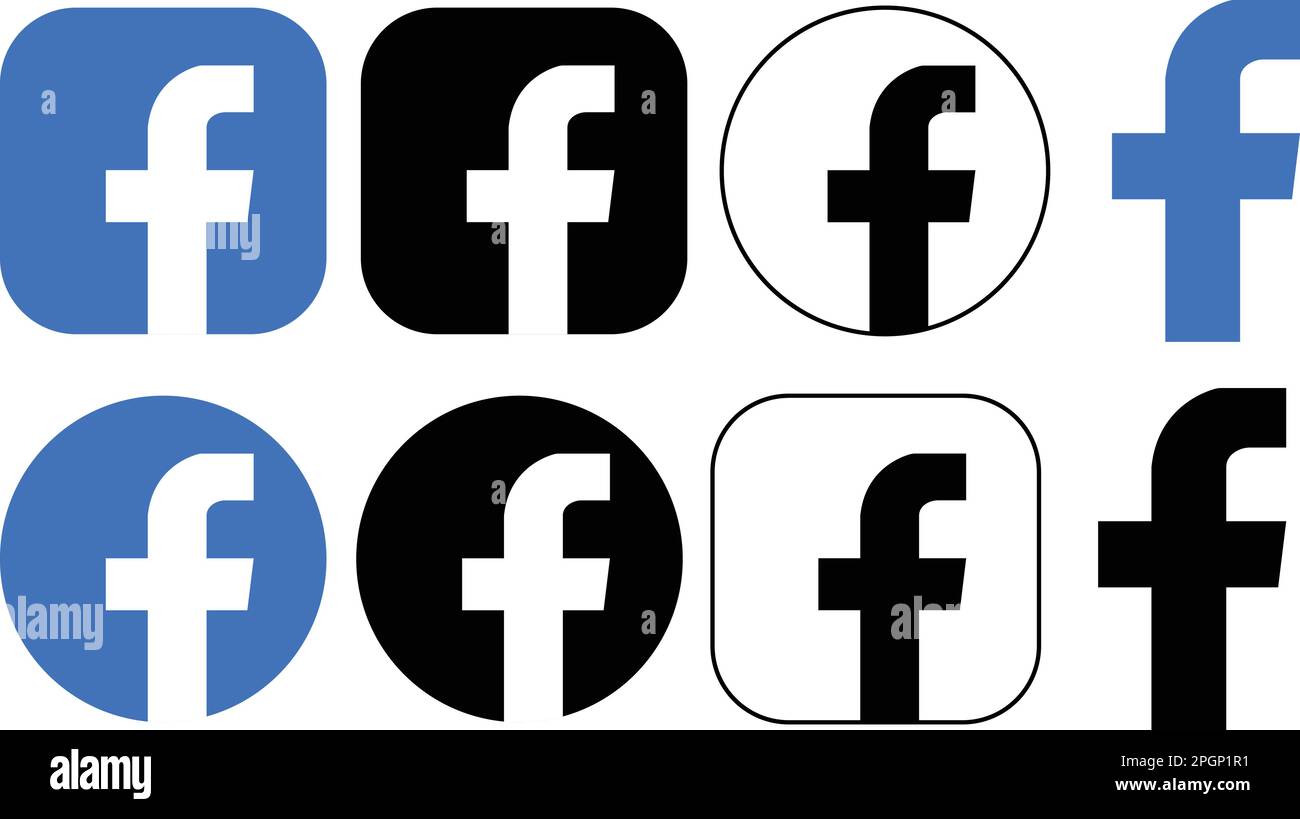 Facebook-Logo. Gruppe realistischer Logovektoren für Social-Media ...