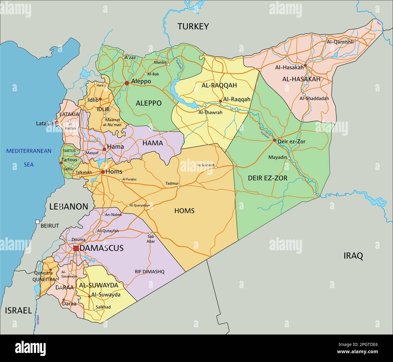 Syria political map political map -Fotos und -Bildmaterial in hoher ...