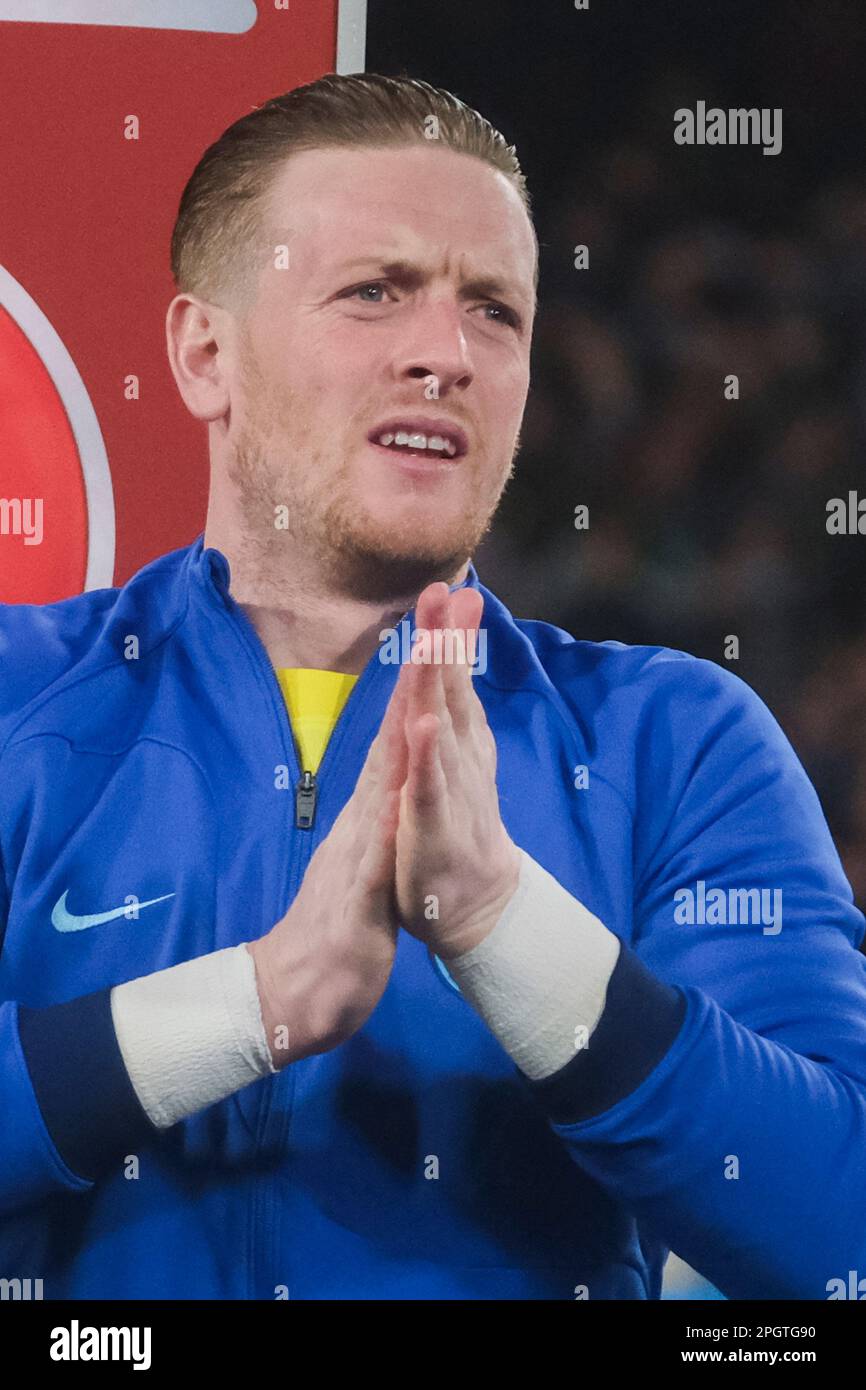 Der englische Torhüter Jordan Pickford (Everton) spielt bei den ...