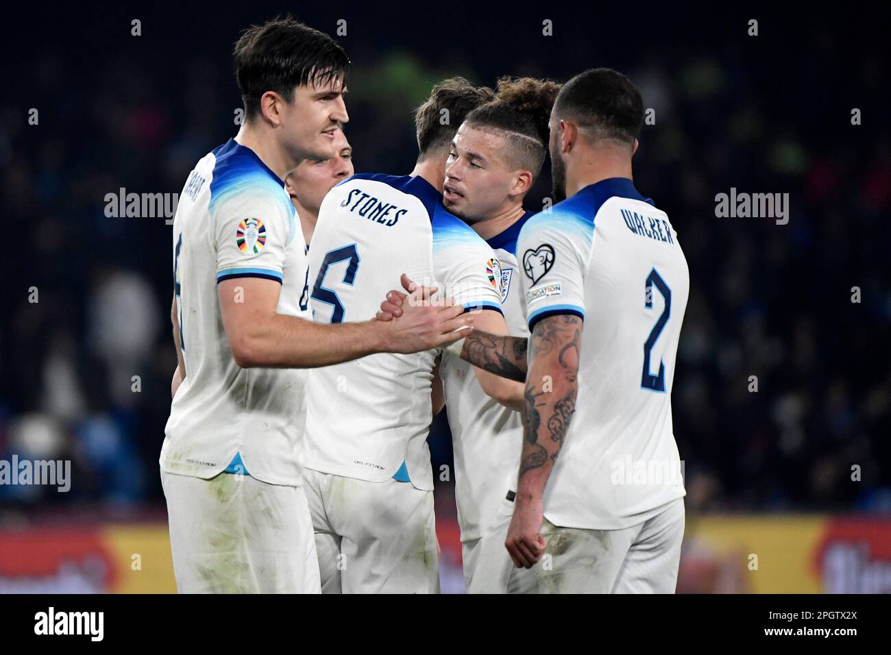 Harry Maguire, John Stones, Kalvin Phillips und Kyle Walker aus England ...