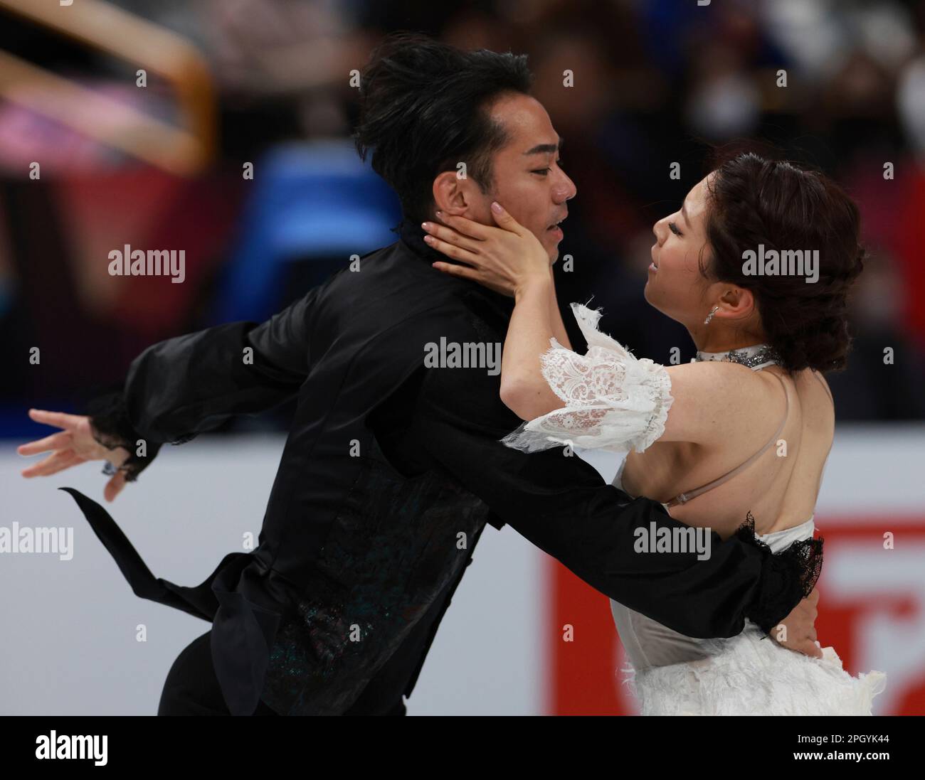 Kana Muramoto and Daisuke Takahashi perform during ice dance free dance ...