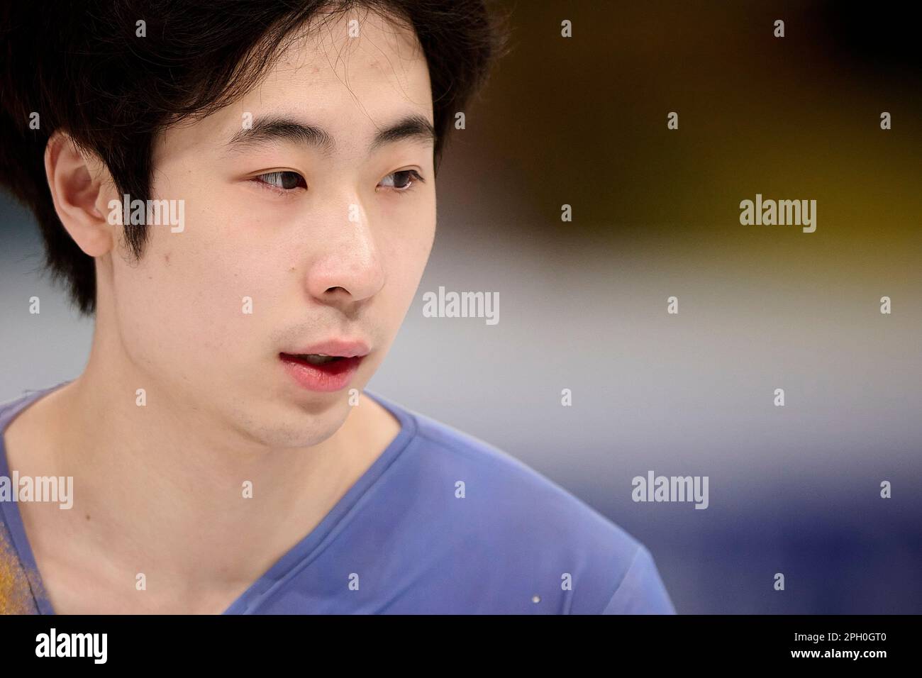 Saitama, Japan. 25. März 2023. Jin Boyang aus China tritt beim ...