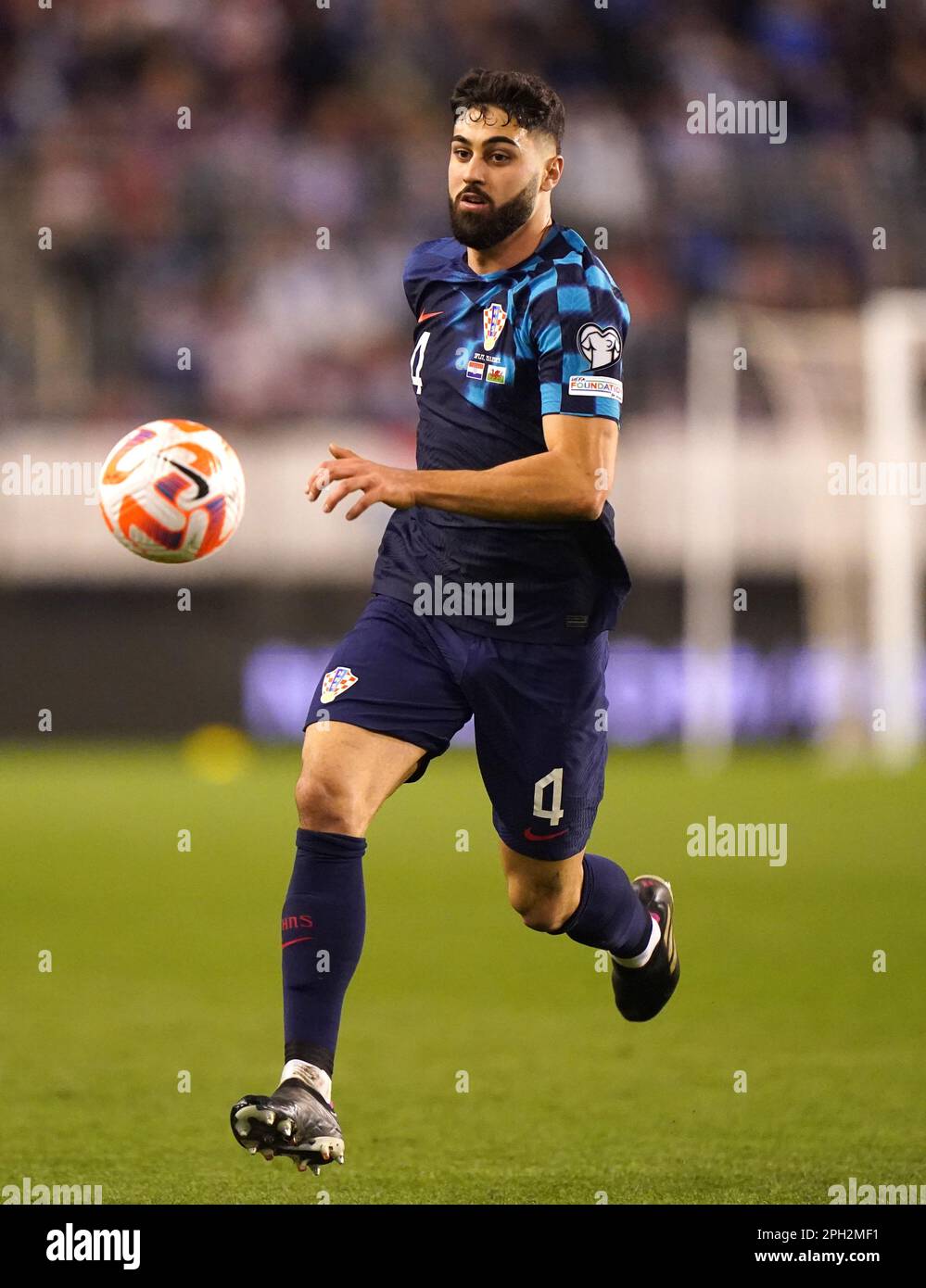 Kroatiens Josko Gvardiol während des Qualifikationsspiels der UEFA Euro ...