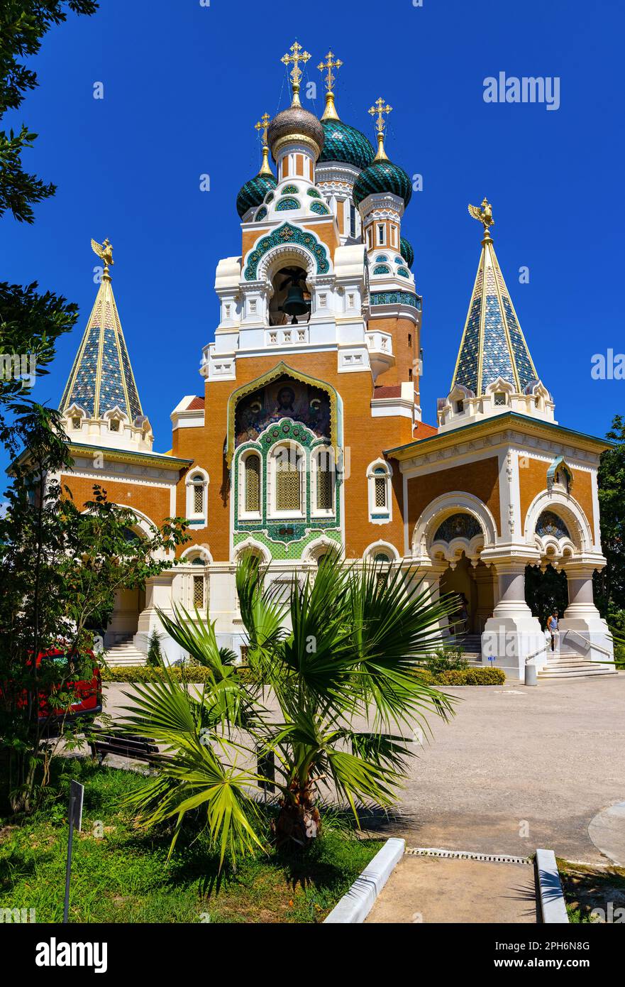 Nizza, Frankreich - 7. August 2022: Kathedrale St. Nicolas Orthodoxe russische Kirche des ...