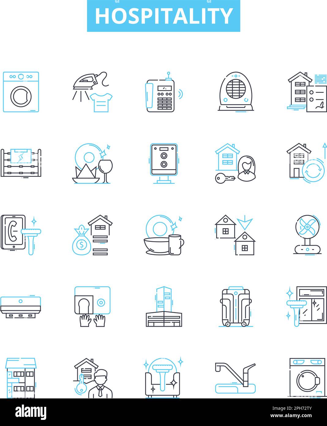 Symbole für Hospitality-Vektorlinien gesetzt. Gastfreundschaft ...