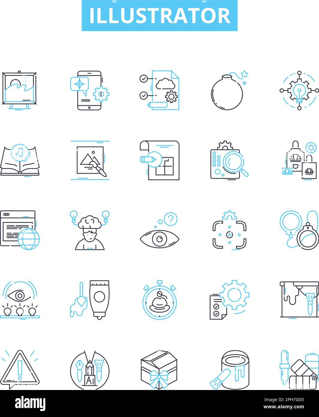 Illustrator-Vektorliniensymbole eingestellt. Illustrator, Vektor ...