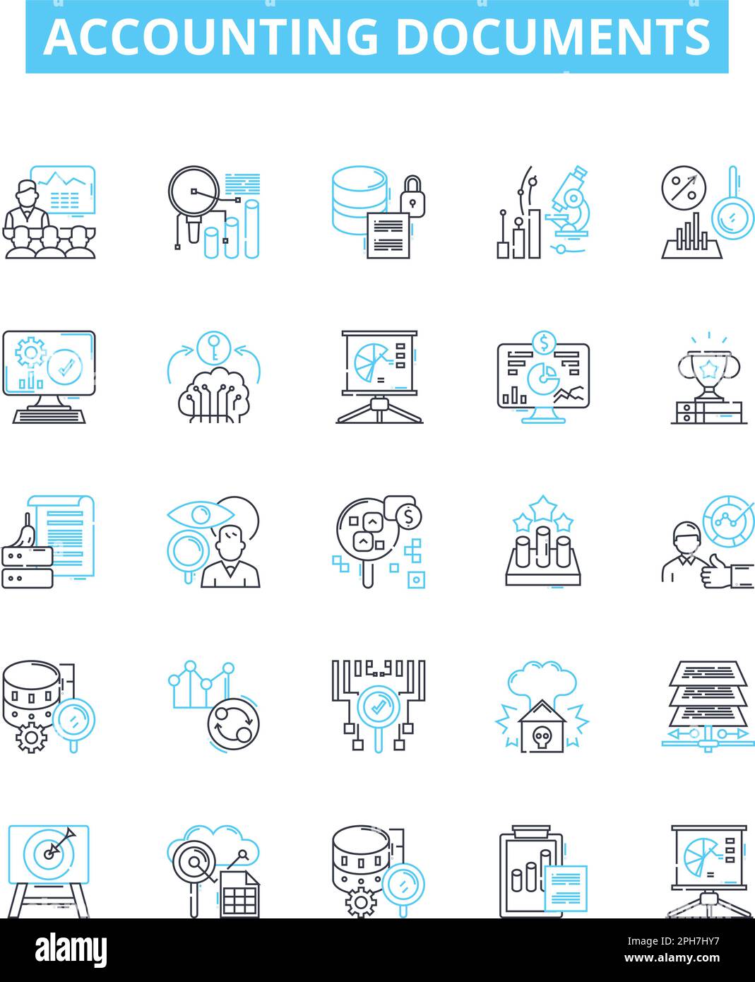 Vektorlinien-Symbole für Buchungsdokumente festgelegt. Konten, Belege ...