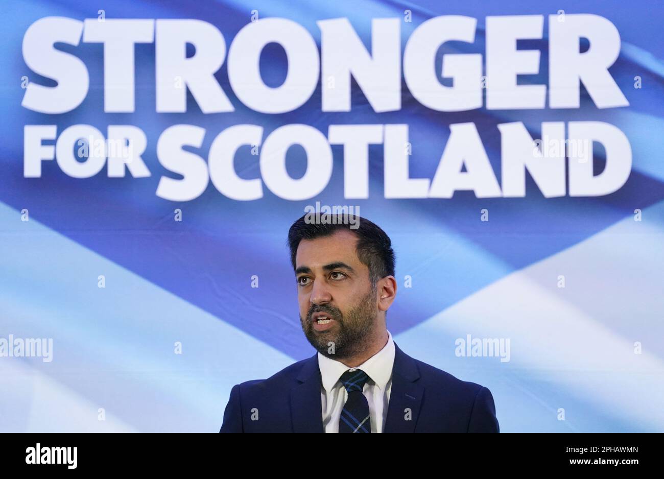Humza Yousaf sprach im Murrayfield Stadium in Edinburgh, nachdem ...