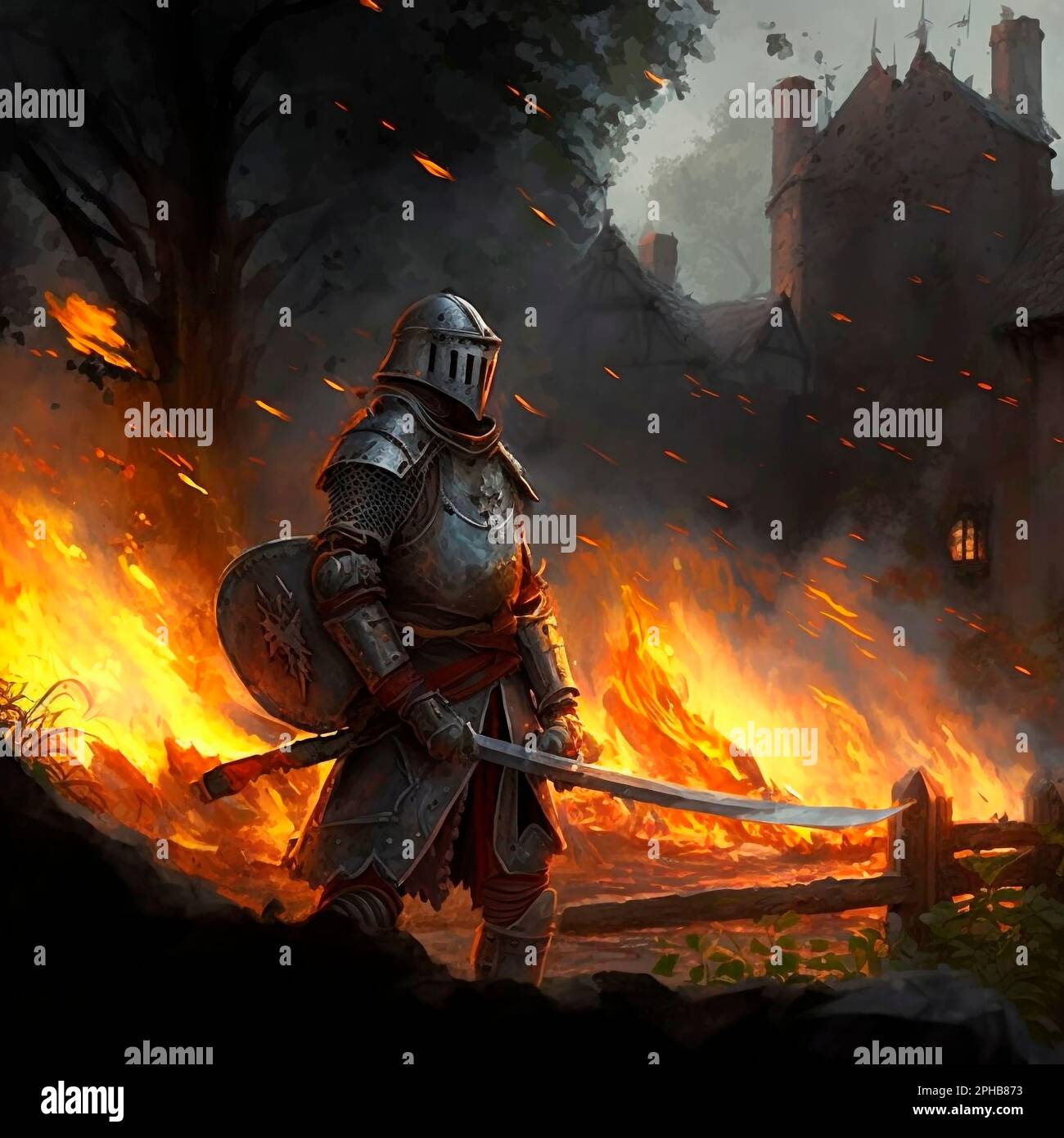 Eine künstliche Intelligenz erzeugte die Illustration eines Ritter in ... Eine künstliche Intelligenz erzeugte die Illustration eines Ritter in ...