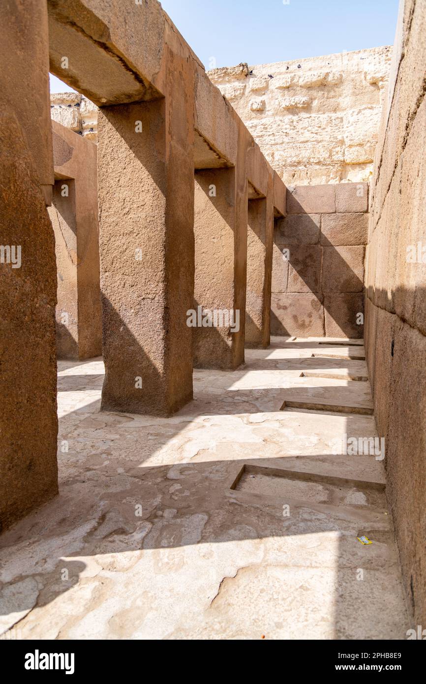Der Taltempel von Chephren an den Pyramiden von Gizeh in Ägypten ...