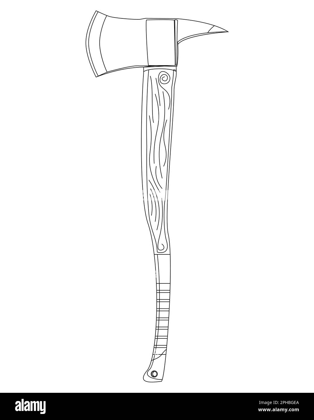 Feuerwehraxt im lineart-Stil. Rettungsausrüstung für Feuerwehrleute mit ...