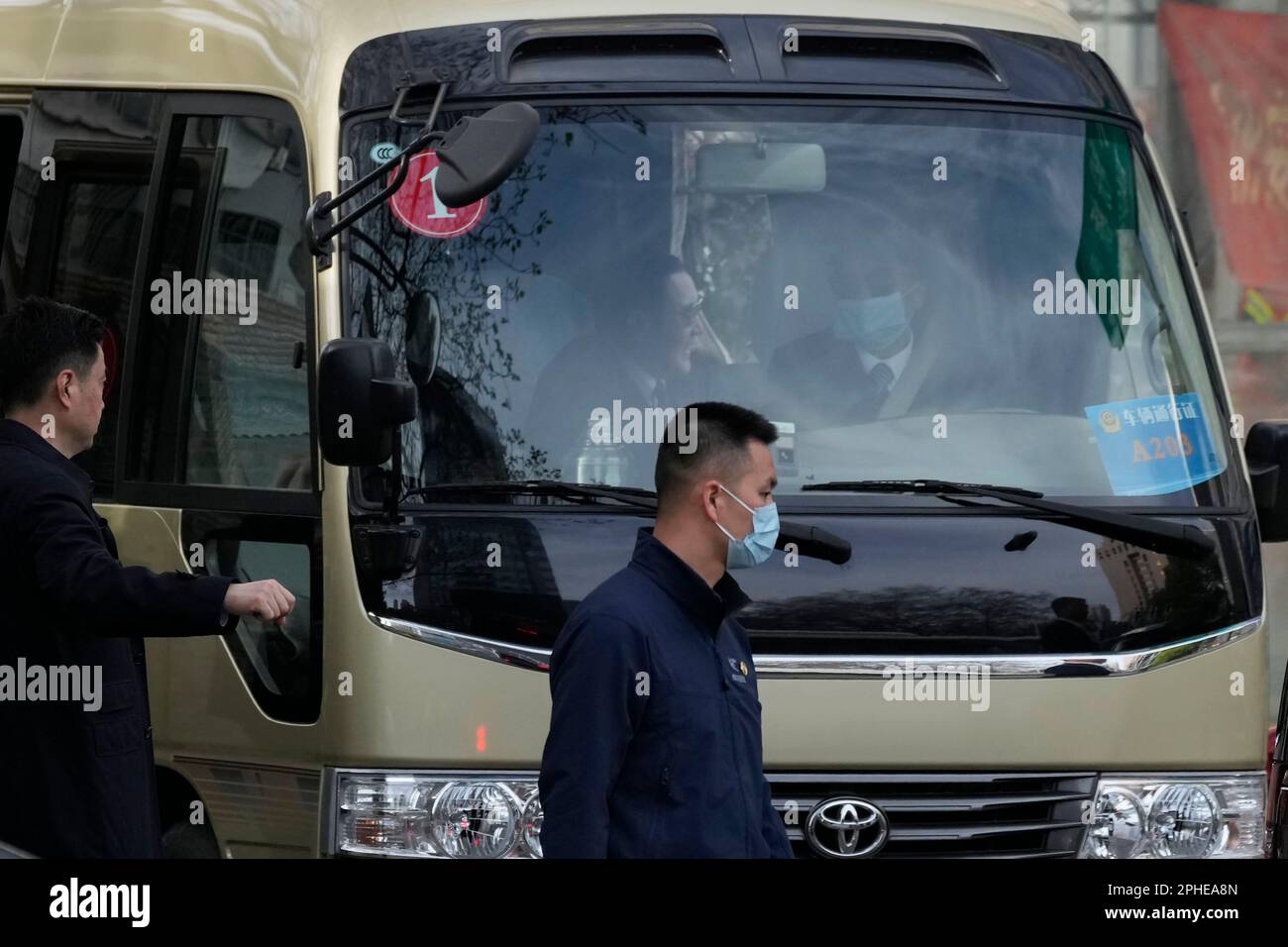 Former Taiwan President Ma Ying-jeou looks out of a minibus after ...
