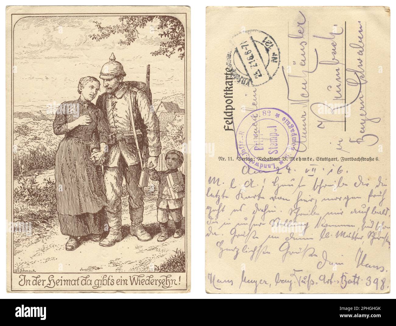 Deutsche historische Postkarte: «In der Heimat gibt es ein ...