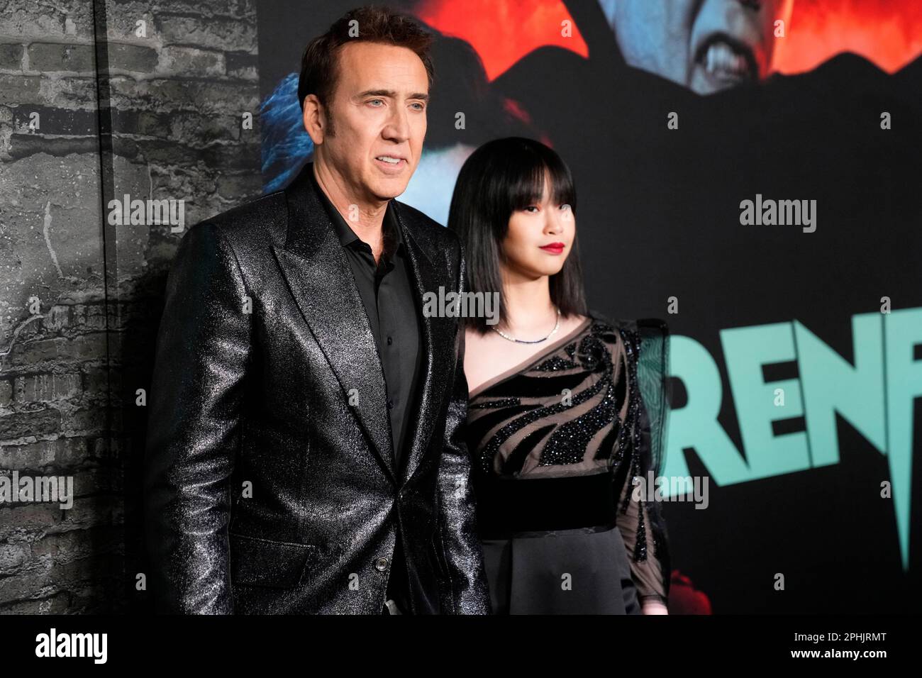 Nicolas Cage and Riko Shibata attend the "Renfield" premiere at the ...