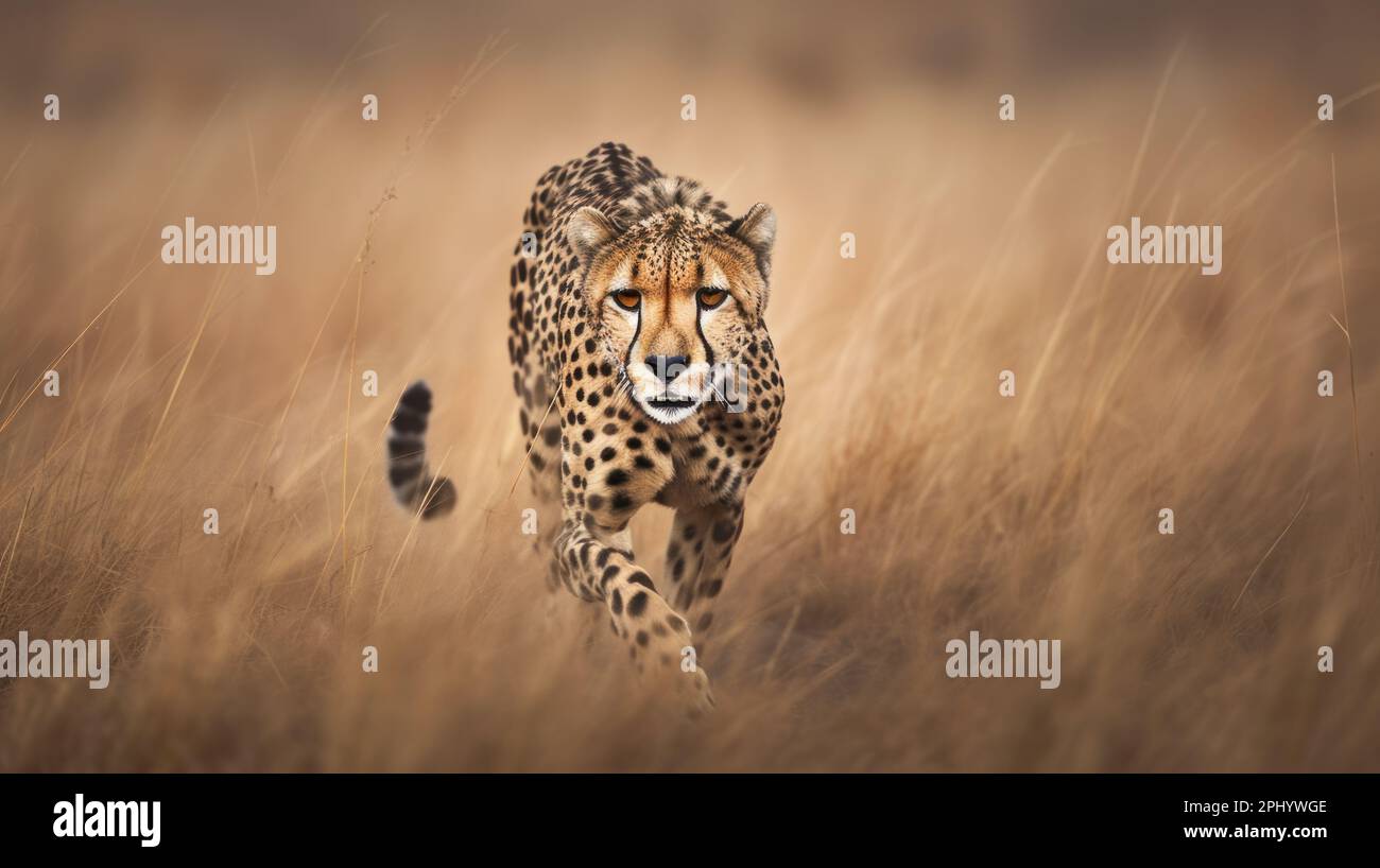 Eine von KI erzeugte Illustration eines ausgewachsenen Geparden in ...