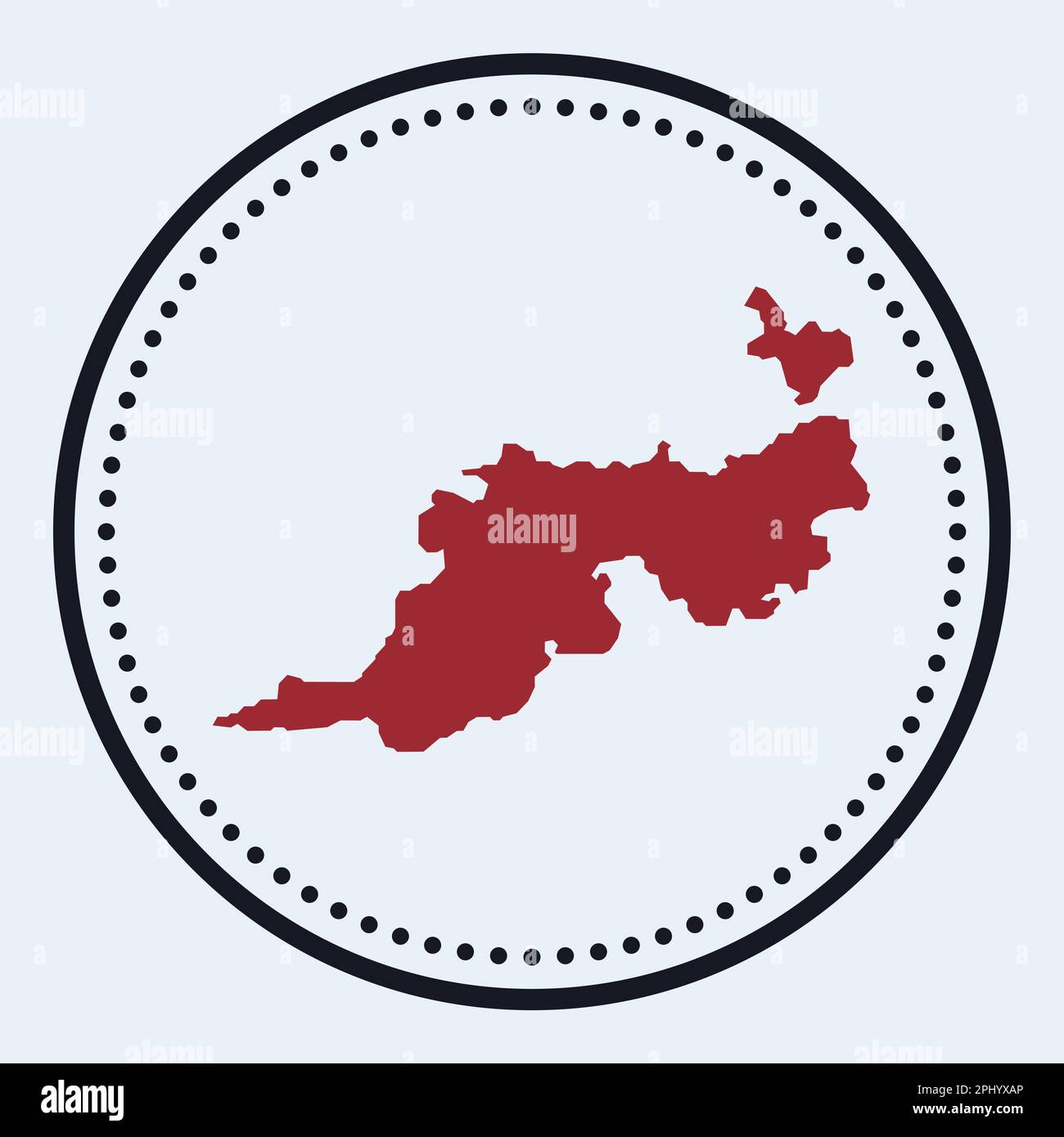 Guana Island runder Stempel. Rundes Logo mit Karte und Titel ...