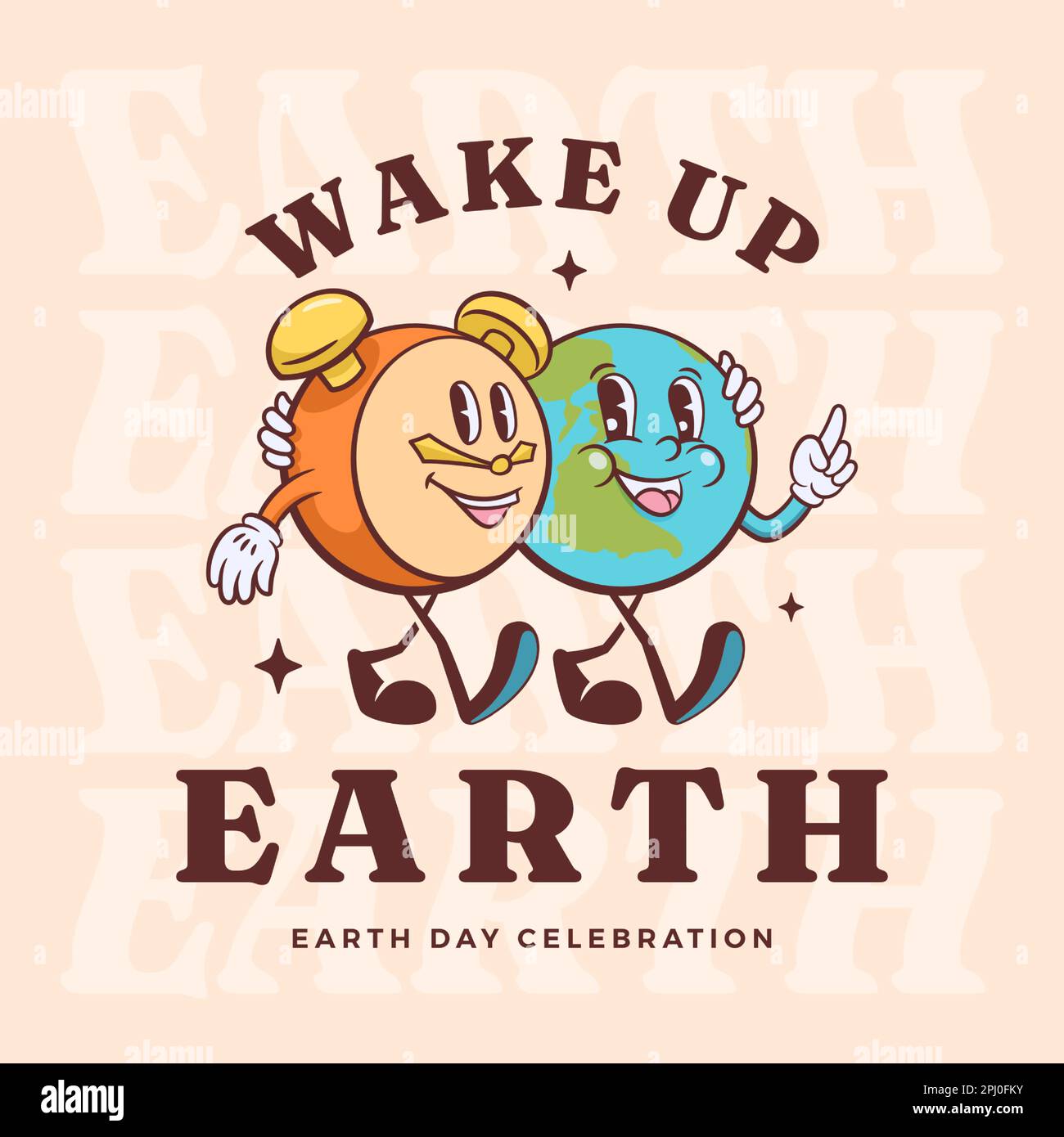 Die Grußkarte mit den coolen Retro-Zeichentrickfiguren von Wake Up ...