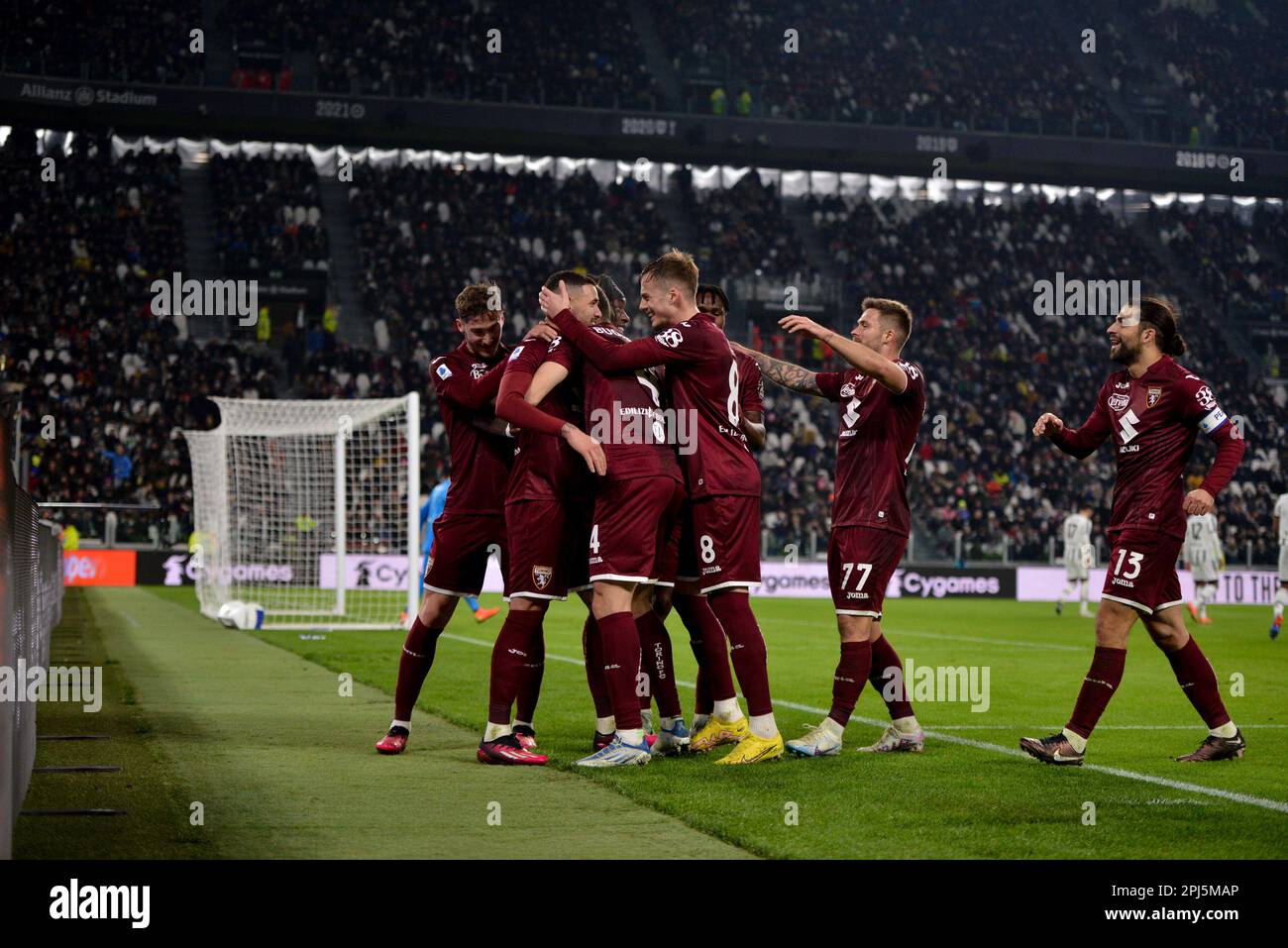 Der Turin FC feiert seine Feier, nachdem er am 28. Februar 2023 im ...