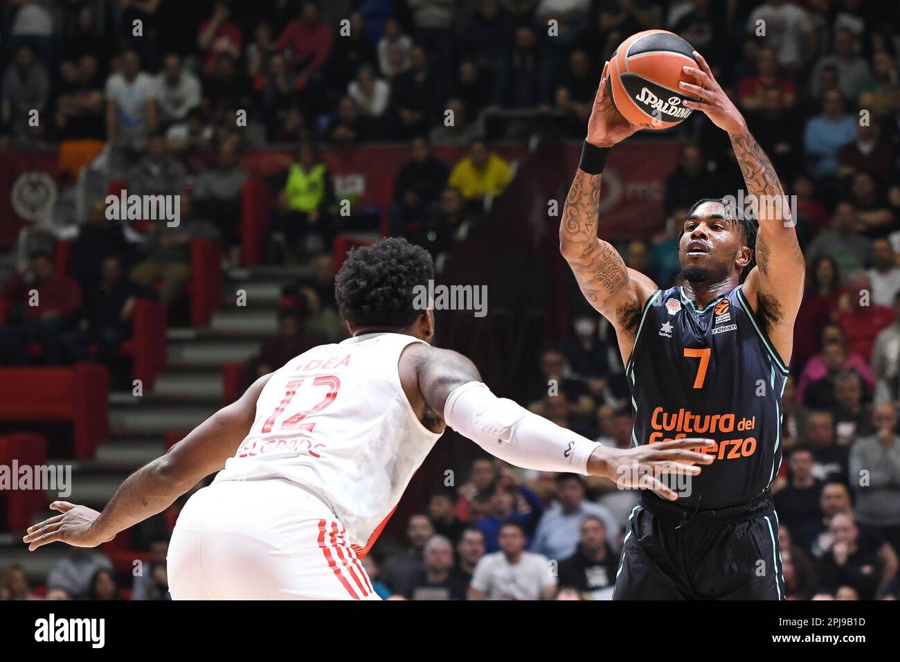 Belgrad, Serbien, 29. März 2023. Chris Jones von Valencia Basket in ...