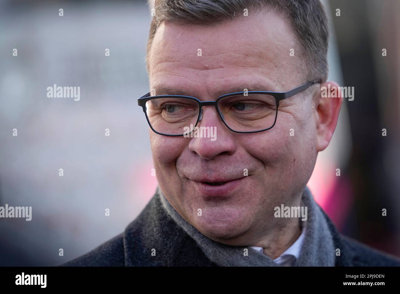 Chairman of the National Coalition Party Petteri Orpo smiles as he ...