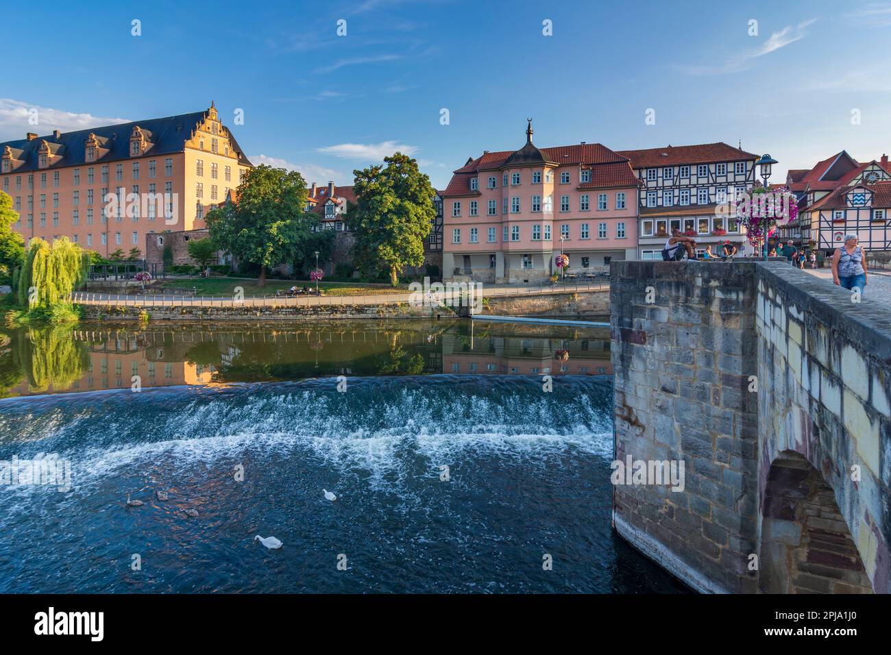 Hann. Münden: Brücke Alte Werrabrücke über der Werra, Schloss ...