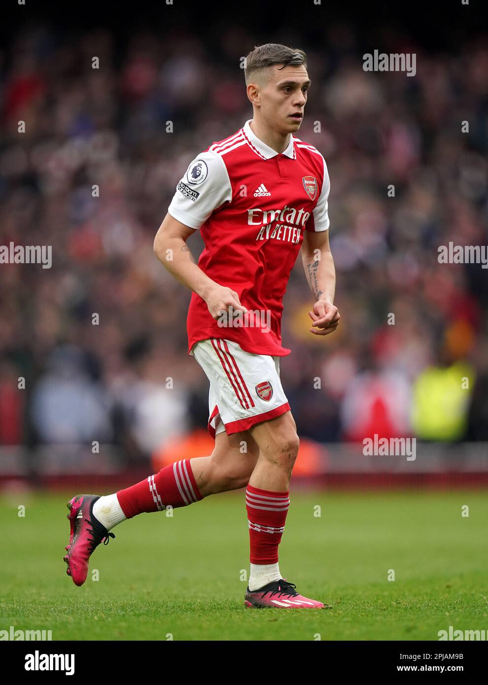 Arsenals Leandro Trossard während des Premier League-Spiels im Emirates ...