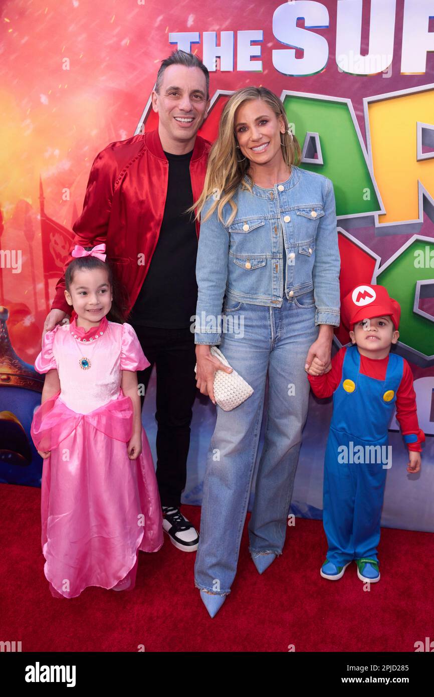 Sebastian Maniscalco, left, and family arrive at the premiere of "The ...