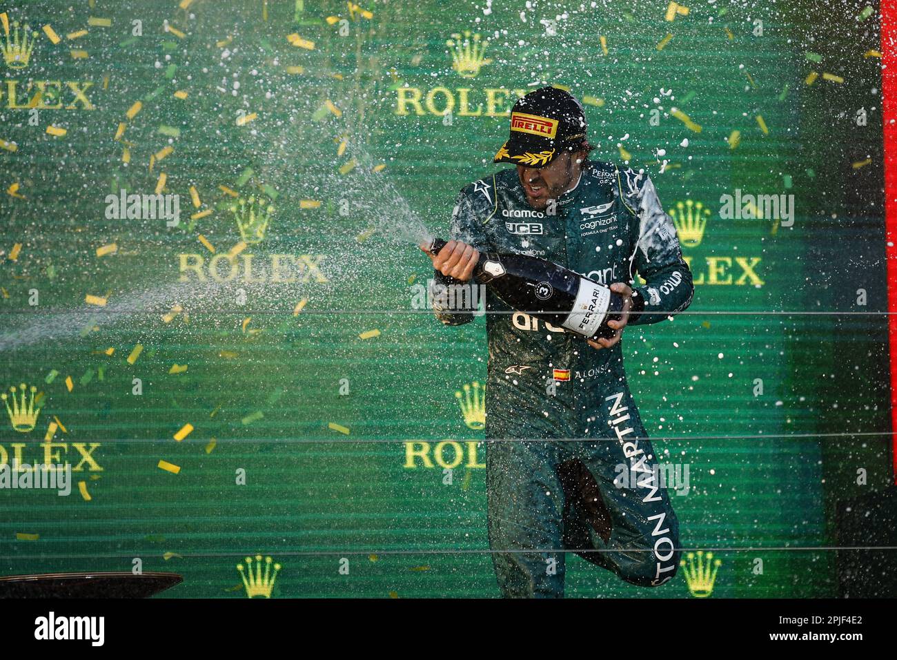 ALONSO Fernando (SPA), Aston Martin F1 Team AMR23, Podium während des ...