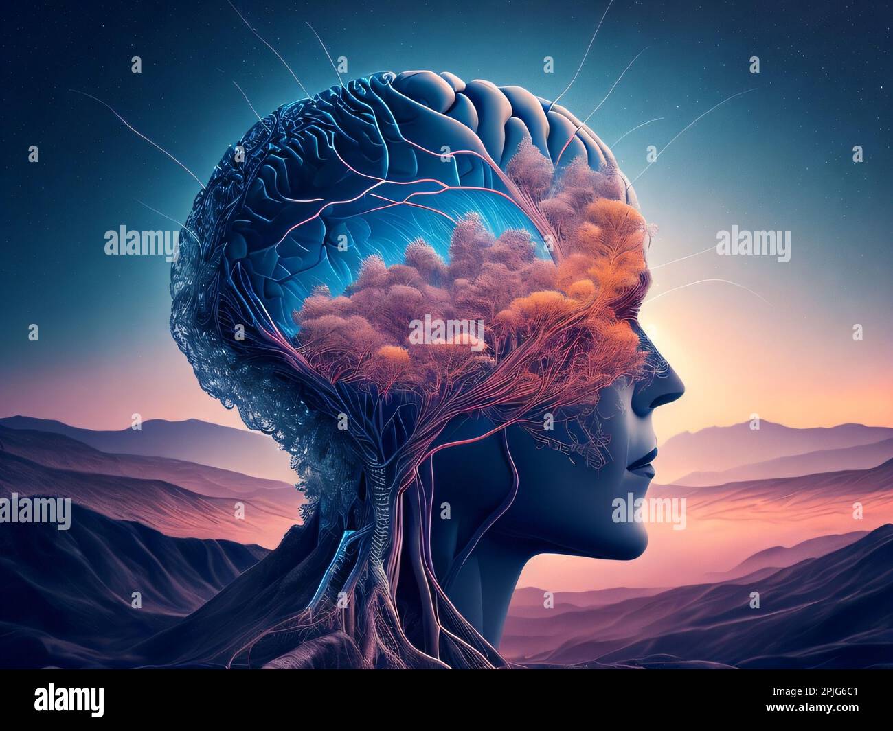 Neuronale Netzwerke im menschlichen Gehirn. Elektronische Impulse im ...