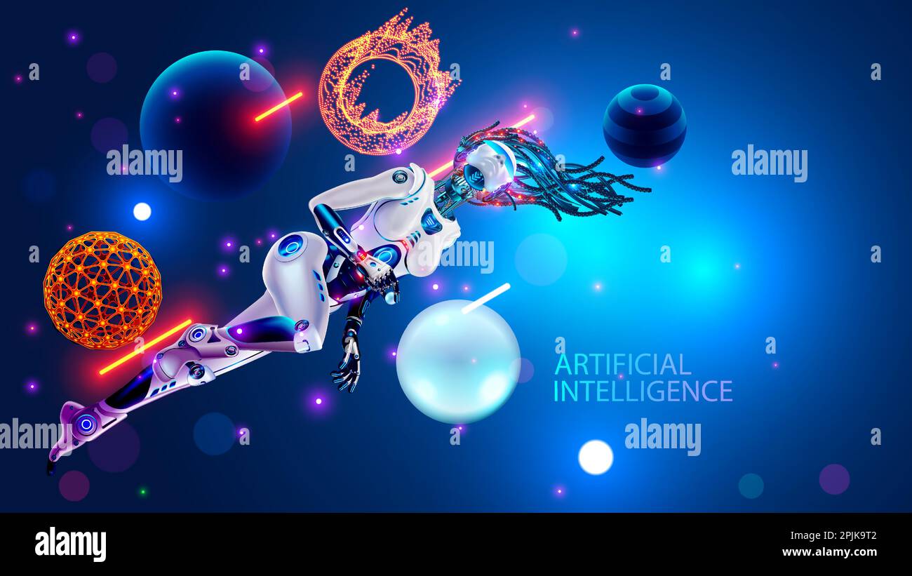 Künstliche Intelligenz im Bild wunderschöne Roboterfrau mit KI im ...