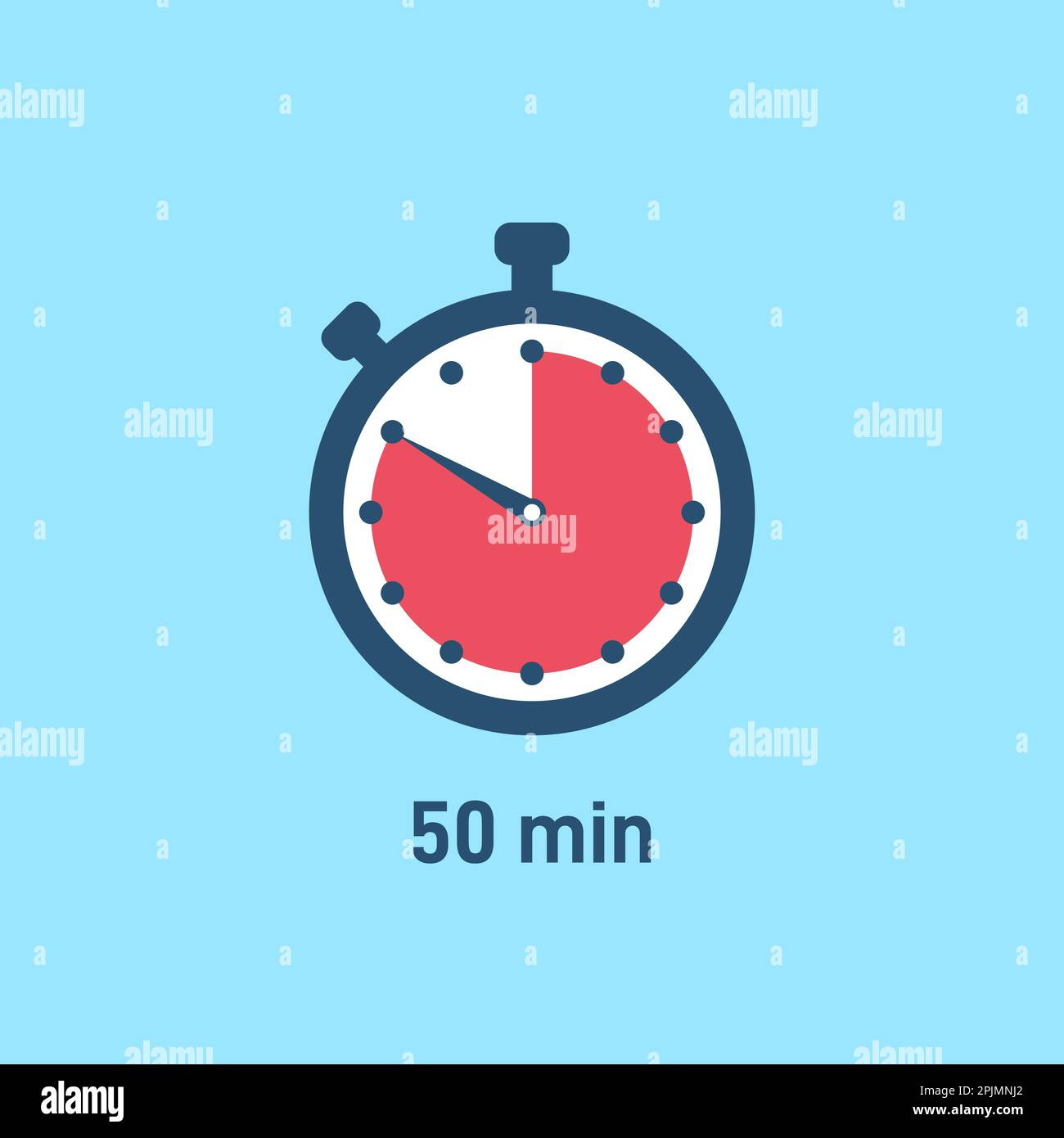 Satz von Stoppuhrsymbolen, die die Zeit anzeigen - 50 Minuten oder ...