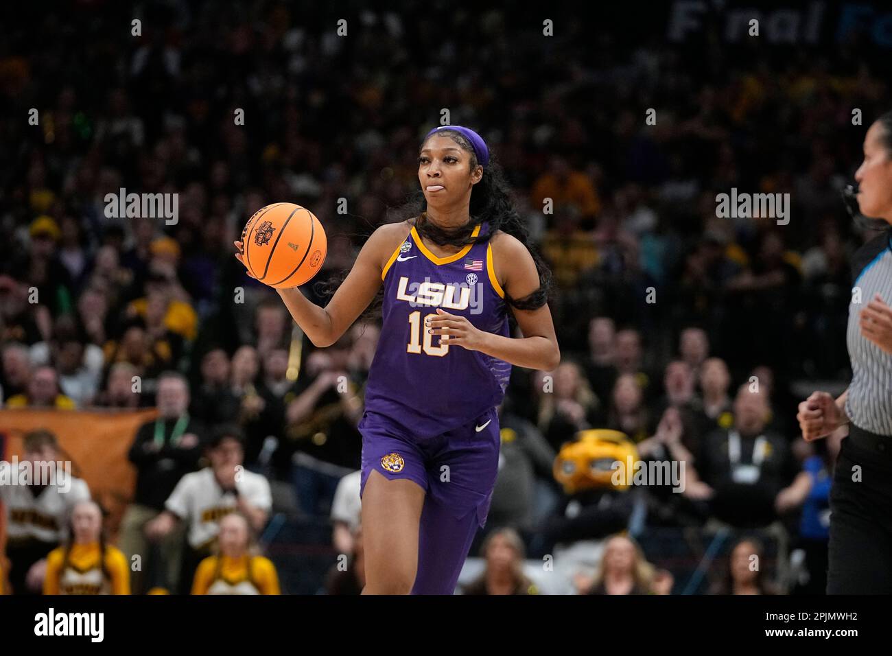 LSU's Angel Reese during the second half of the NCAA Women's Final Four ...
