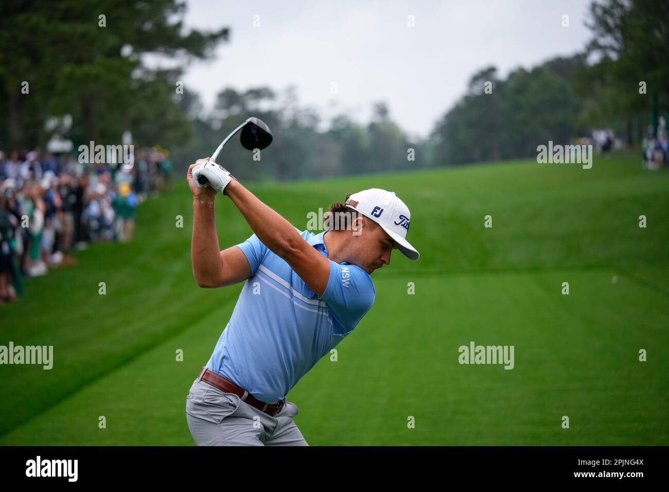 Harrison Crowe, of Australia, hits off the 15th tee during a practice ...