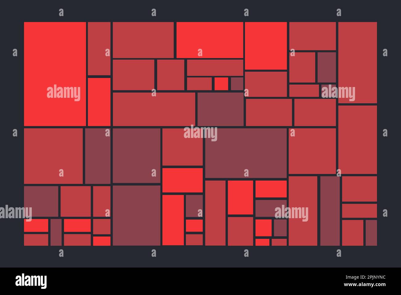 Vorlage für rotes Treemap-Diagramm. Vektorgrafik. Heatmap-Diagramm ...