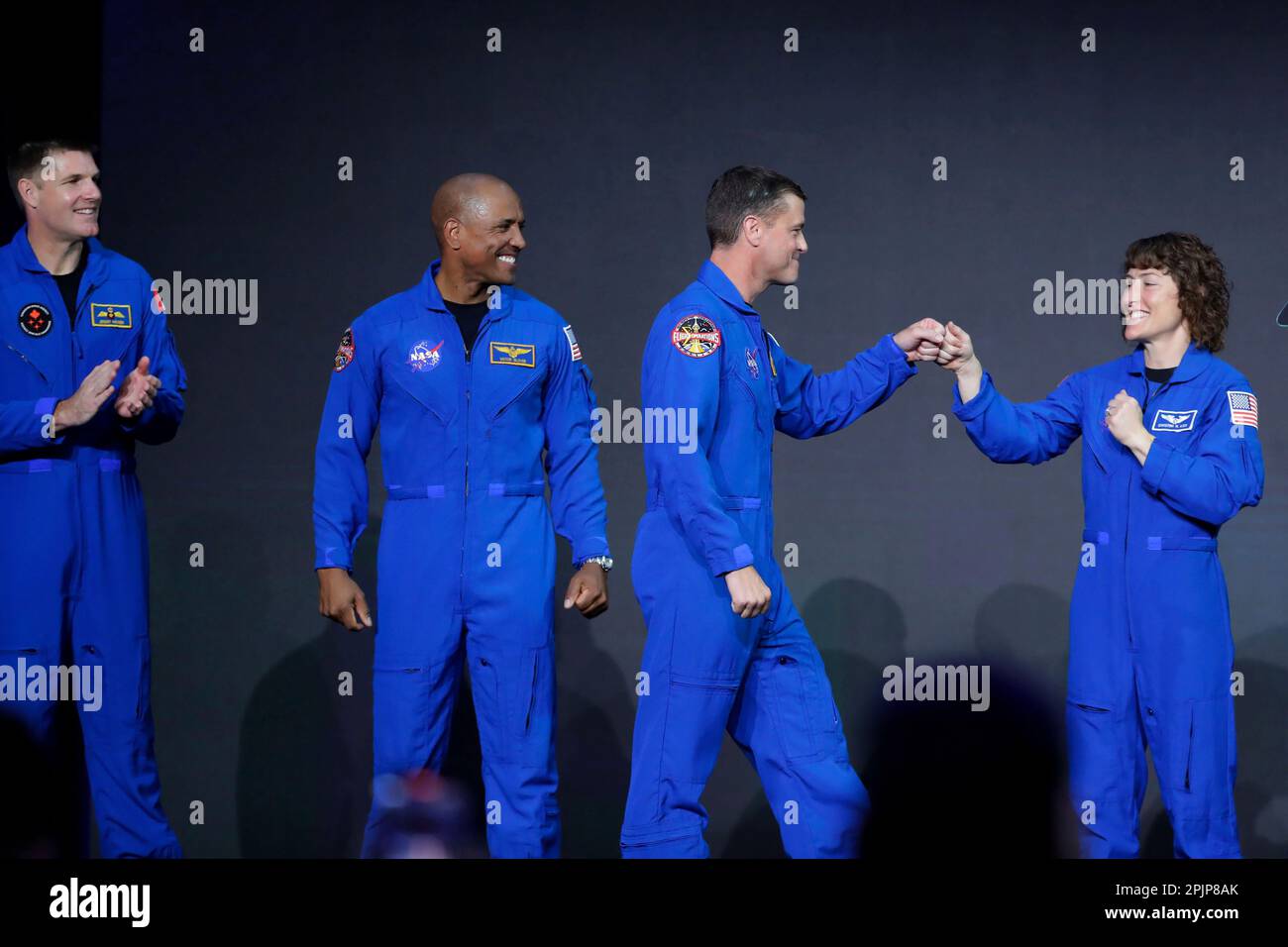 From left, Jeremy Hansen, Victor Glover, Reid Wiseman and Christina ...