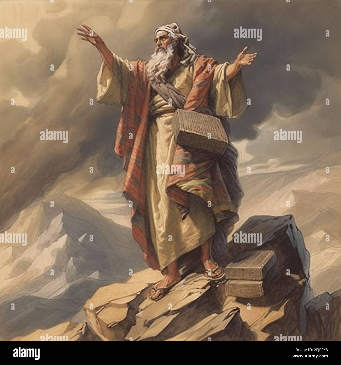 Moses erhielt die zehn Gebote am Berg Sinai, Religion und Glaube ...