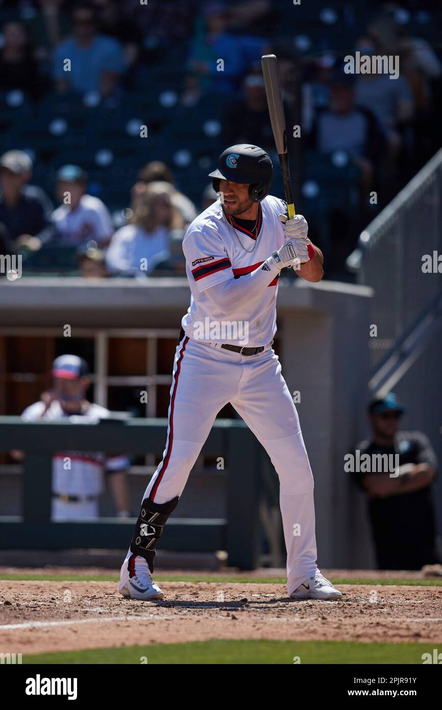 Victor Reyes (22) of the Charlotte Knights at bat against the Memphis ...