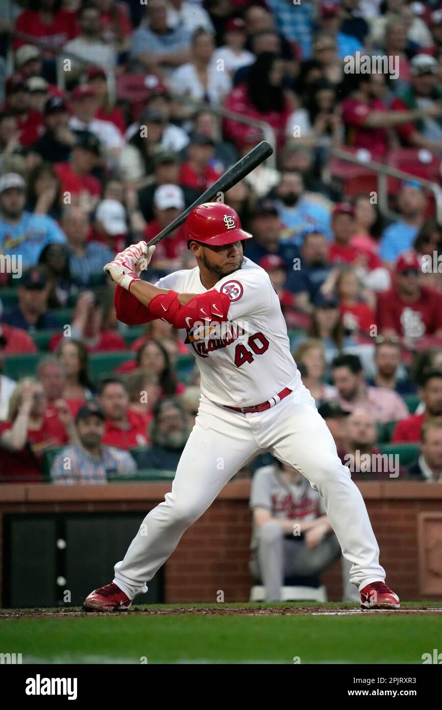 St. Louis Cardinals' Willson Contreras bats during the first inning of ...