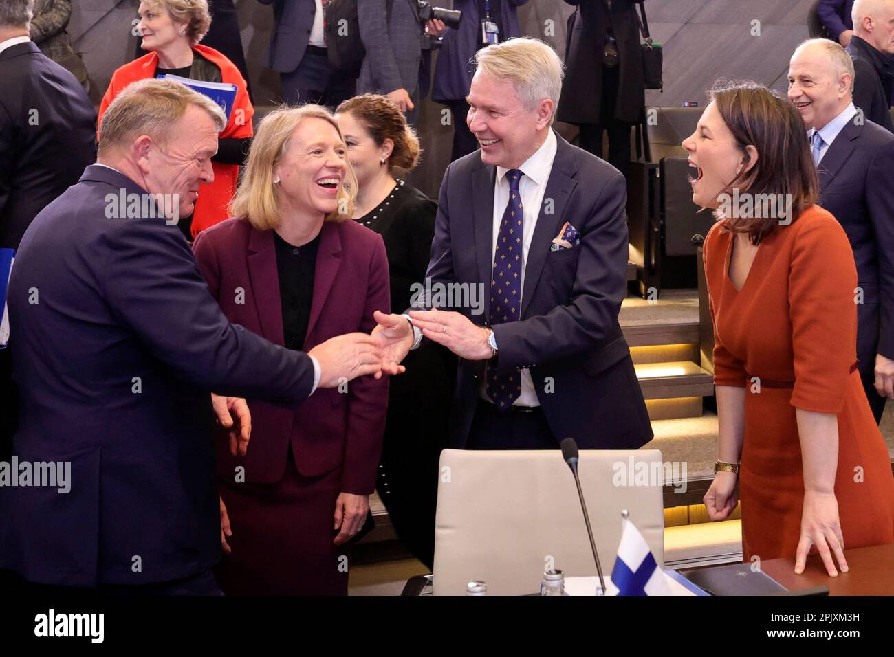 From left, Denmark's Foreign Minister Lars Lokke Rasmussen, Norway's ...