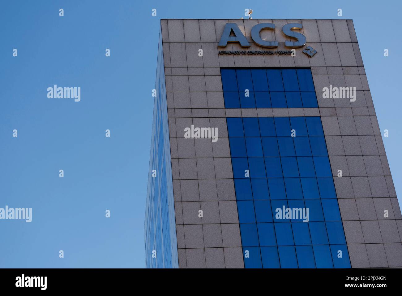 Facade of ACS headquarters, on April 4, 2023, in Madrid (Spain). ACS ...