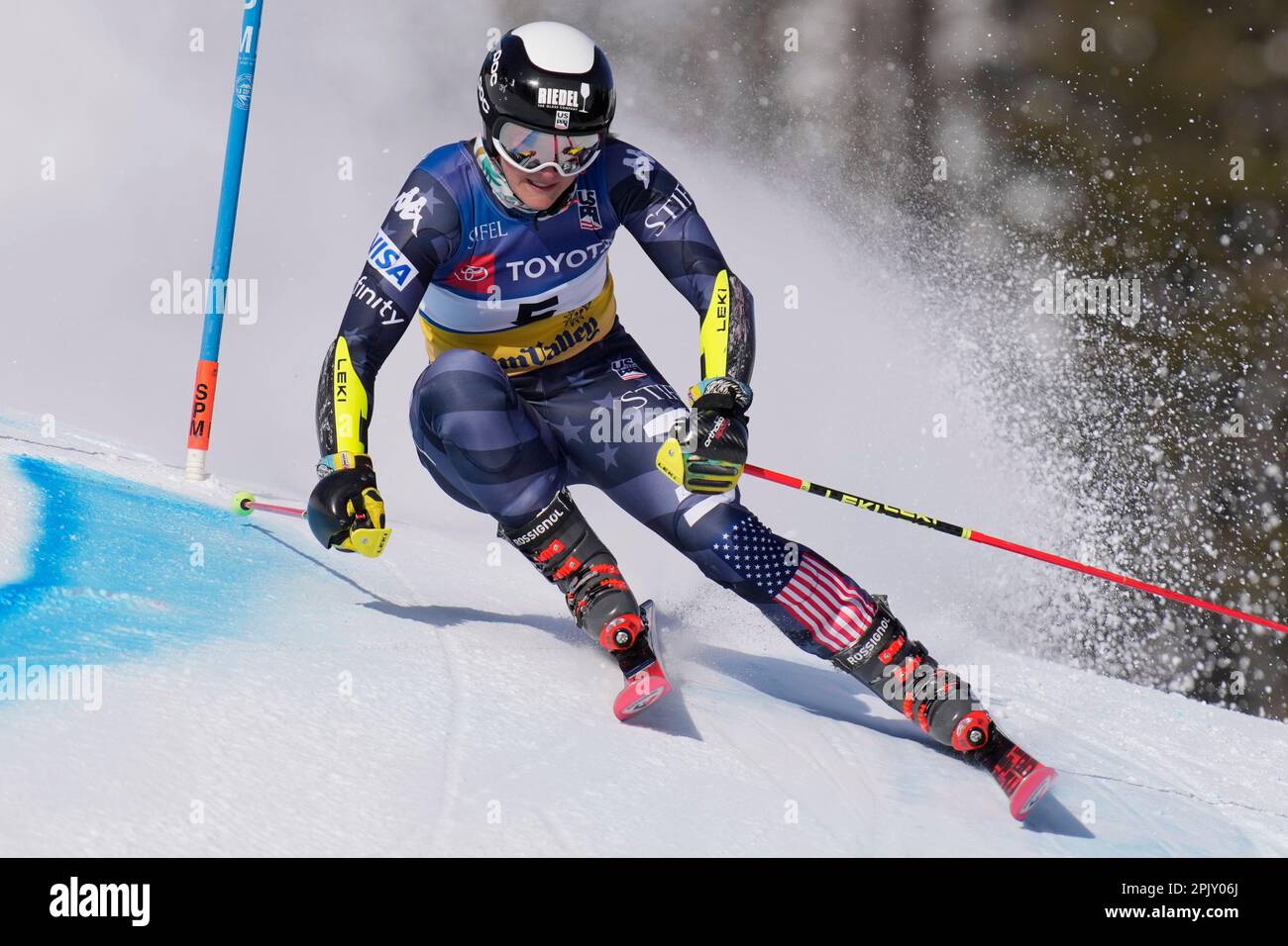 Paula Moltzan competes in the women's giant slalom ski race during the ...