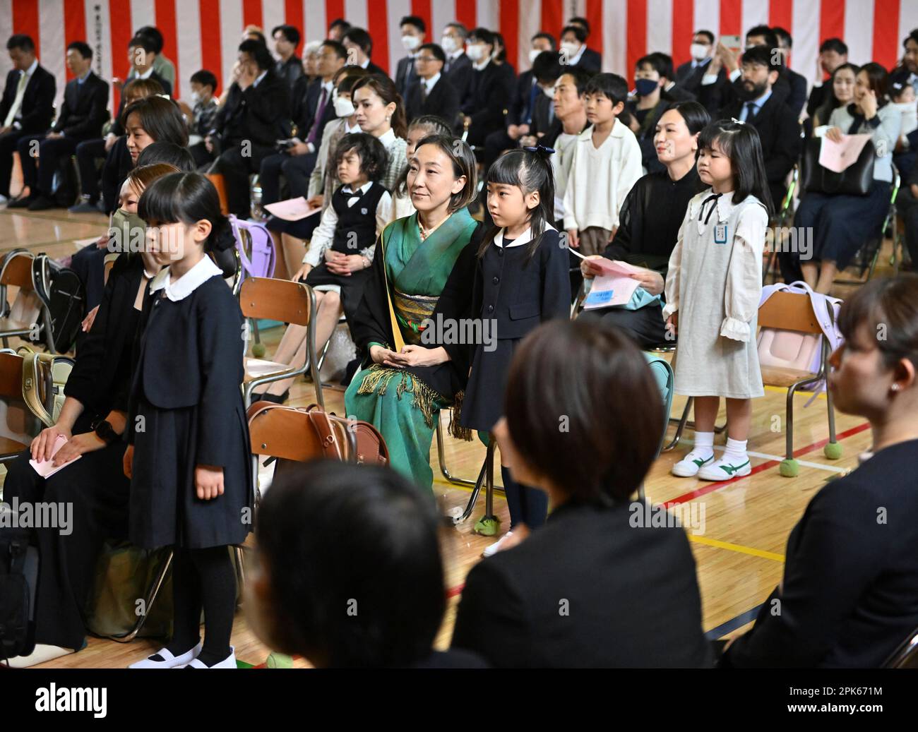 The entrance ceremony is held at an elementary school in Shibuya Ward ...