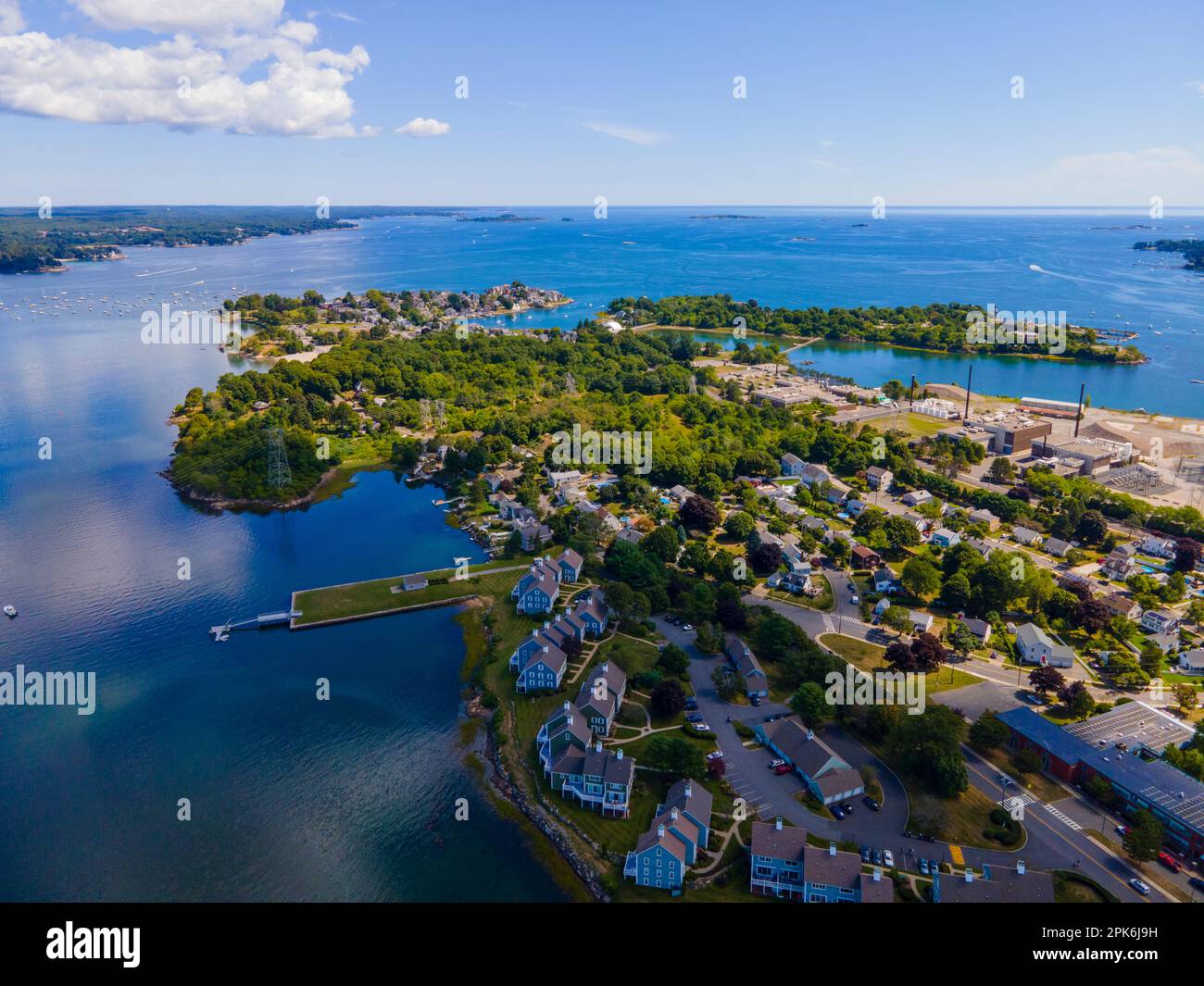 Blick aus der Vogelperspektive auf das historische Viertel Salem Neck ...