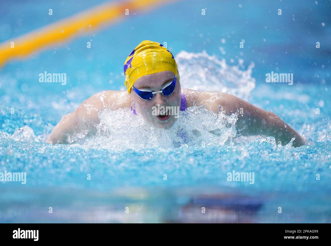 Isabelle Goodwin vom City of Leeds Swimming Club auf dem Weg zum Sieg des 200m. Butterfly ...
