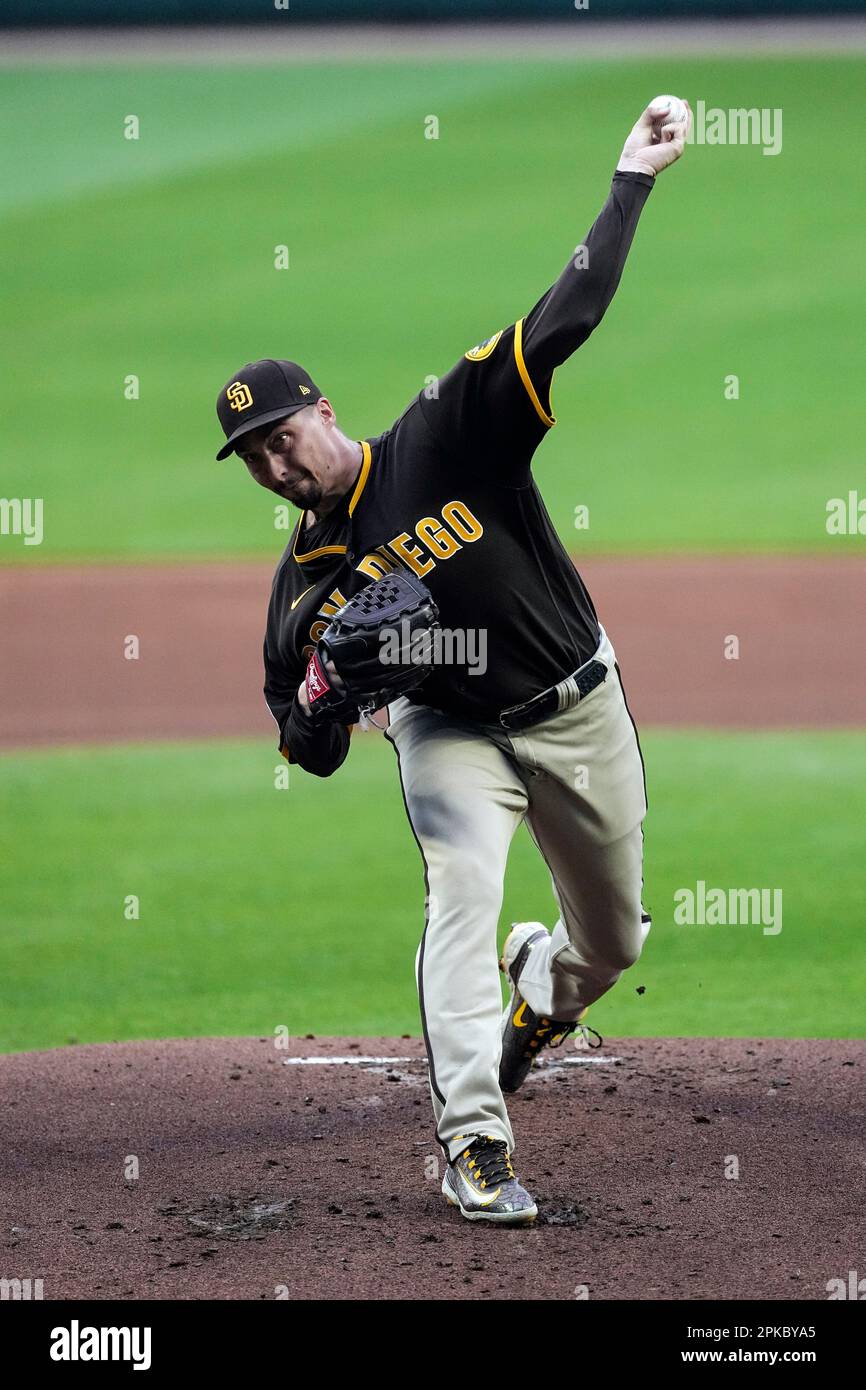 San Diego Padres starting pitcher Blake Snell works against the Atlanta ...