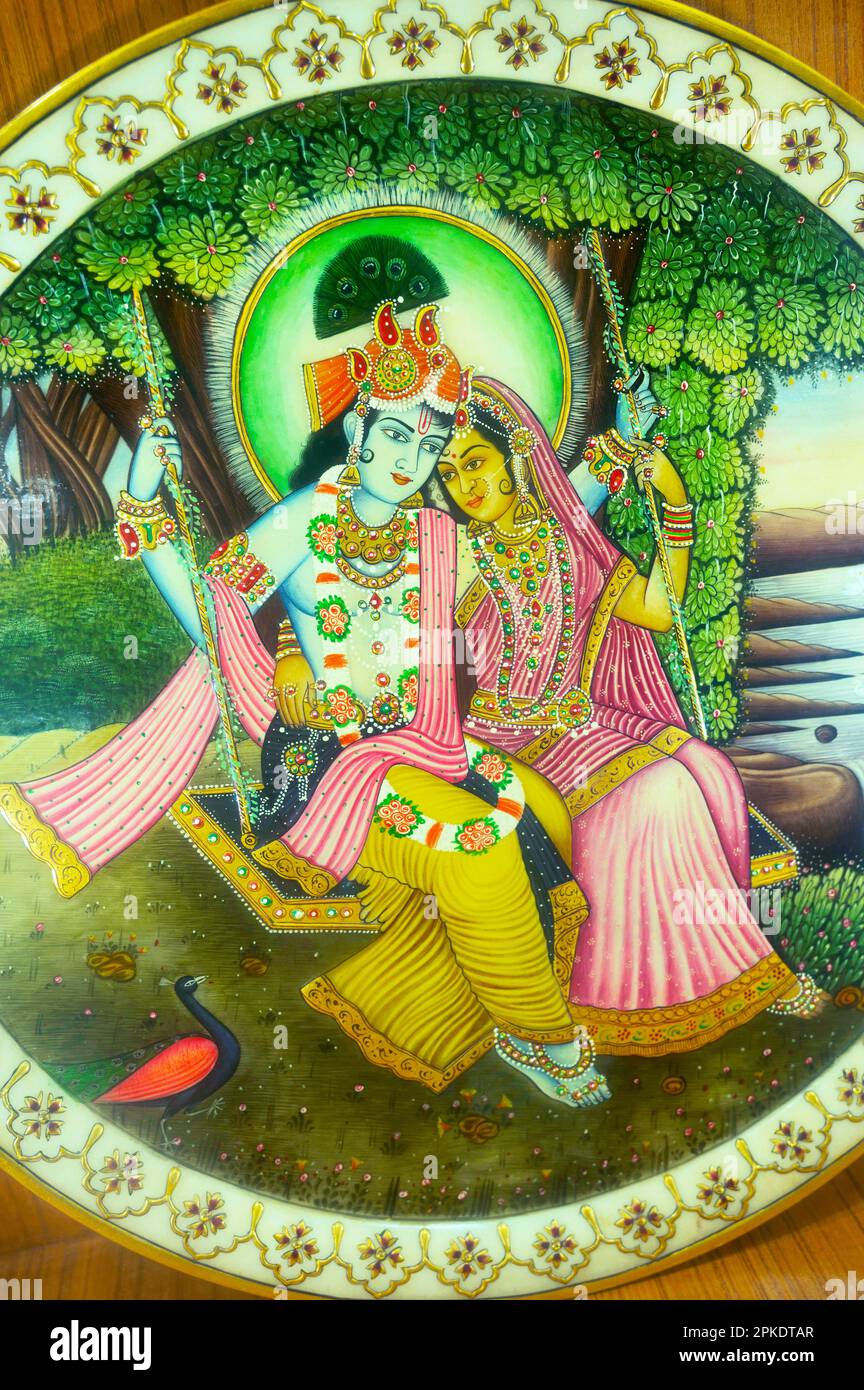Painting of lord krishna and radha -Fotos und -Bildmaterial in hoher ...