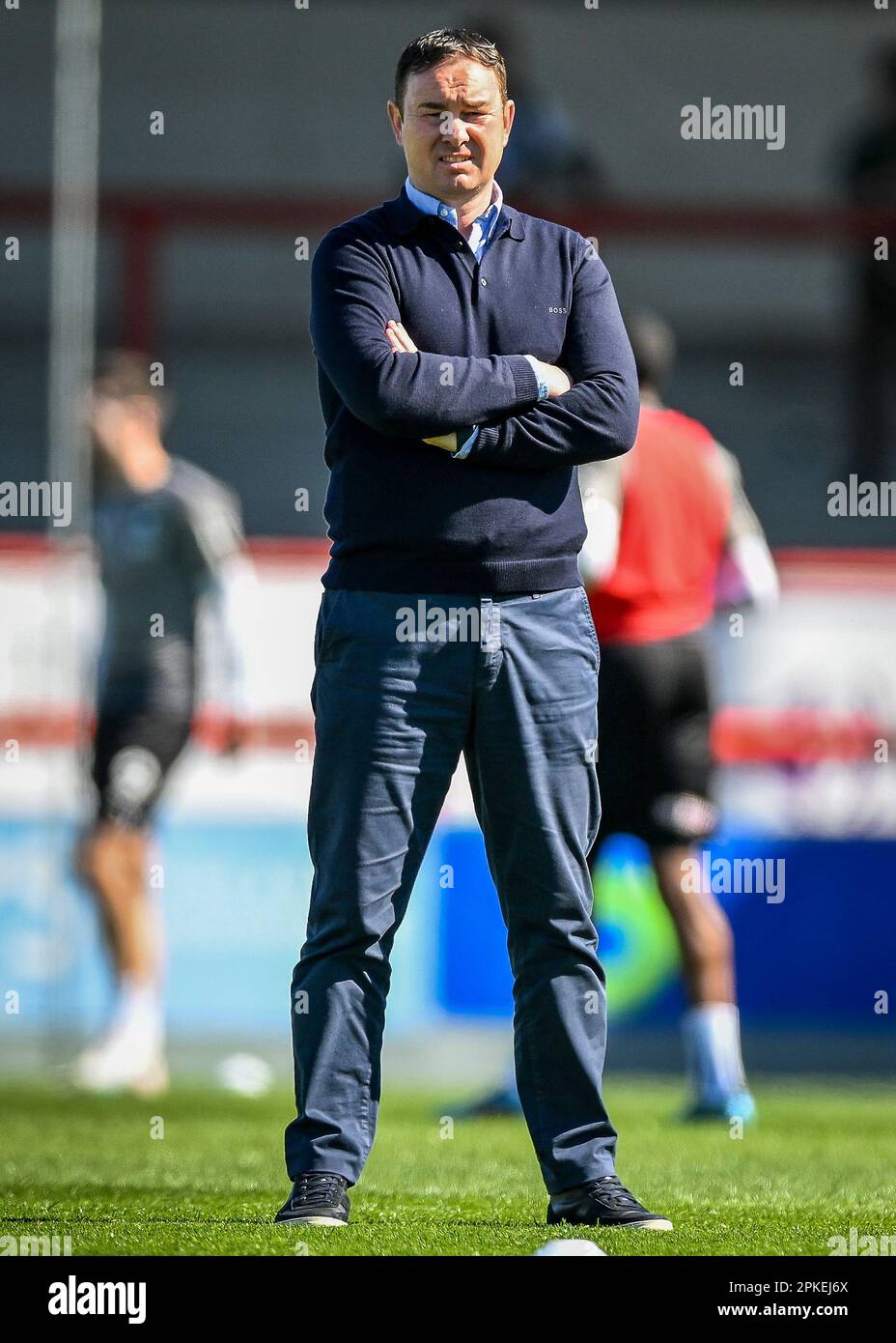 Derek Adams Manager von Morecambe während des Spiels der Sky Bet League ...