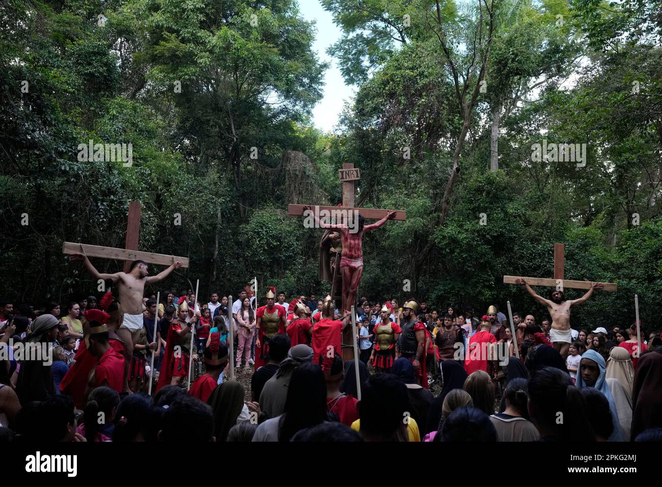 Faithful reenact the Way of the Cross in Atyra, Paraguay, Good Friday ...