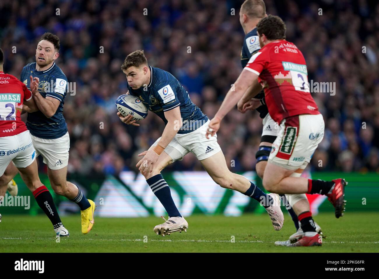Gary Ringrose von Leinster ist auf dem Weg, beim Heineken Champions Cup ...