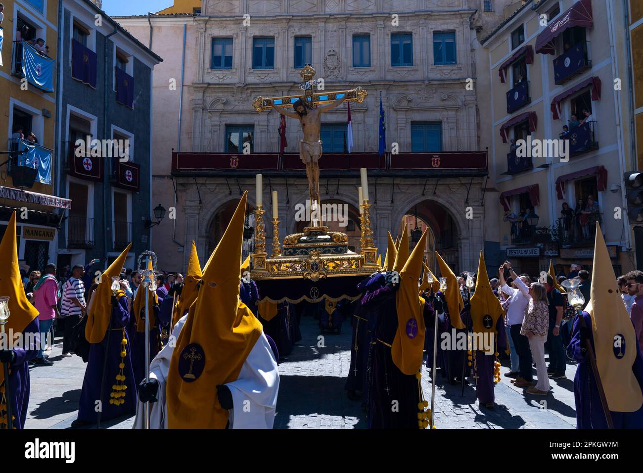 The step of the Christ of Ivory during the procession at Calvary, on ...